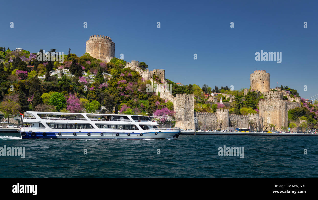 Rumelian Castle in Bosphorus Strait Coast of Istanbul City, Turkey ...