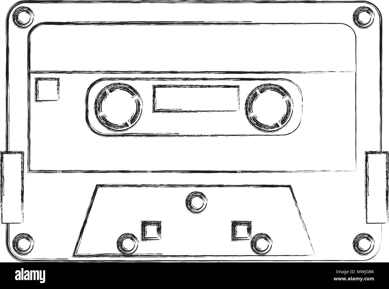 retro vintage cassette tape record music vector illustration sketch ...