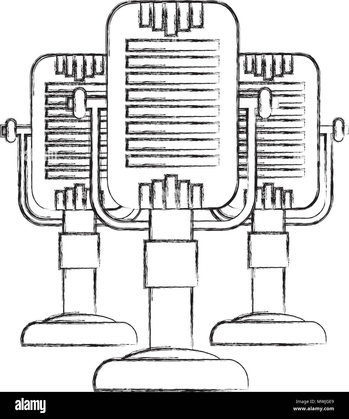 retro vintage microphone equipment classic vector illustration sketch ...