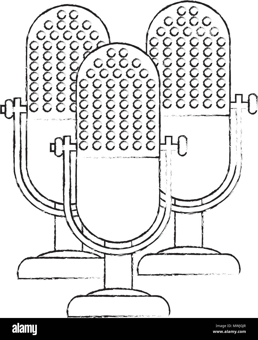 retro vintage microphone equipment classic vector illustration sketch ...