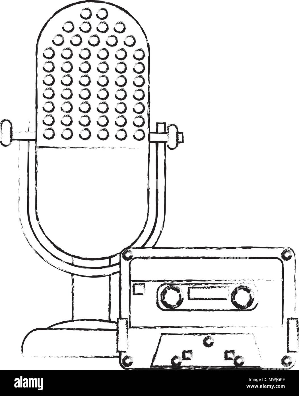 Vintage Microphone Stand Drawing