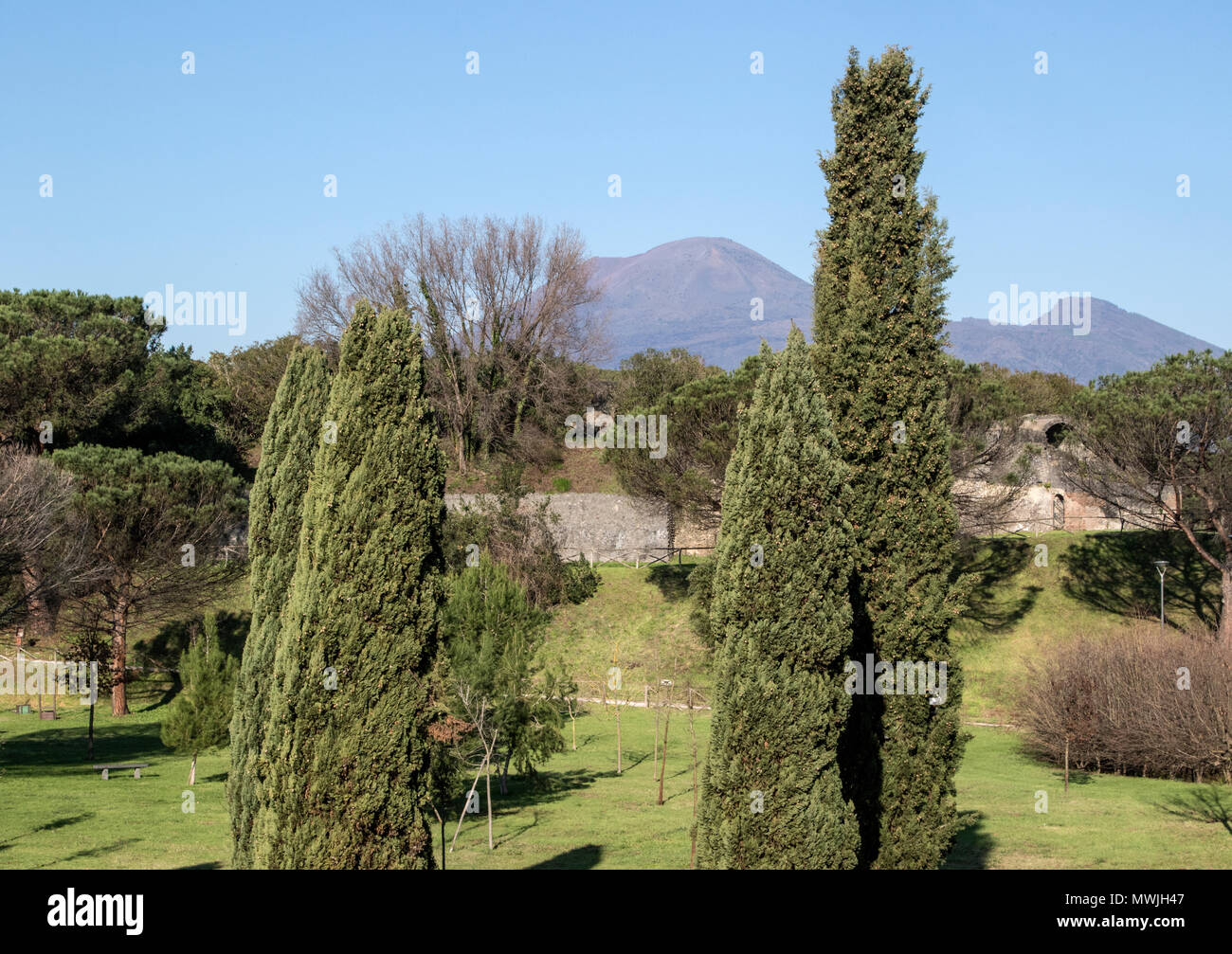 view of Mount Vesuvius volcano, near Pompeii, Italy Stock Photo - Alamy