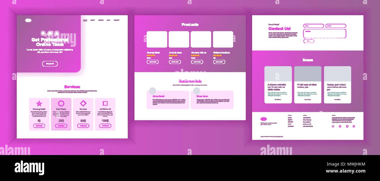 Main Web Page Design Vector. Website Business Graphic. Landing Template ...