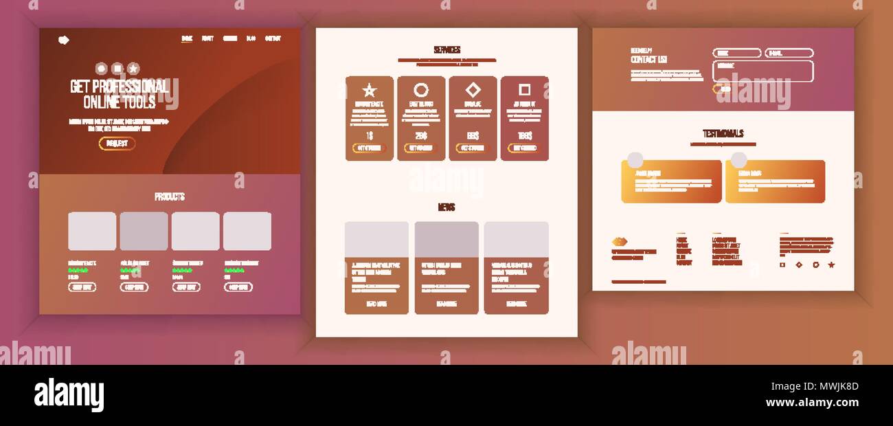 Main Web Page Design Vector. Website Business Graphic. Landing Template ...