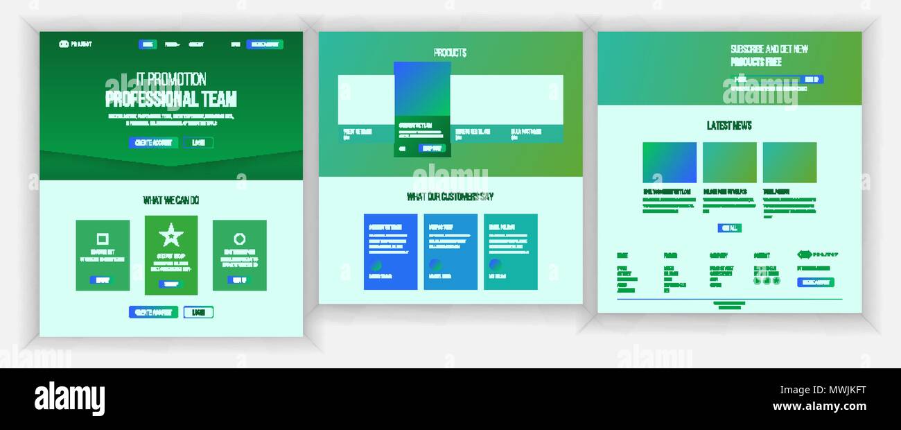 Main Web Page Design Vector. Website Business Screen. Landing Template ...