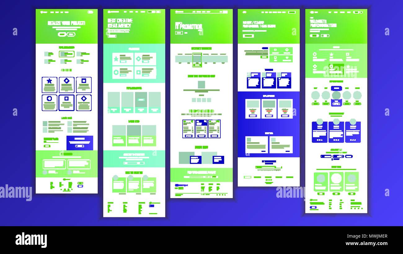 Web Page Design Vector. Website Business Style. Front End Site Scheme ...