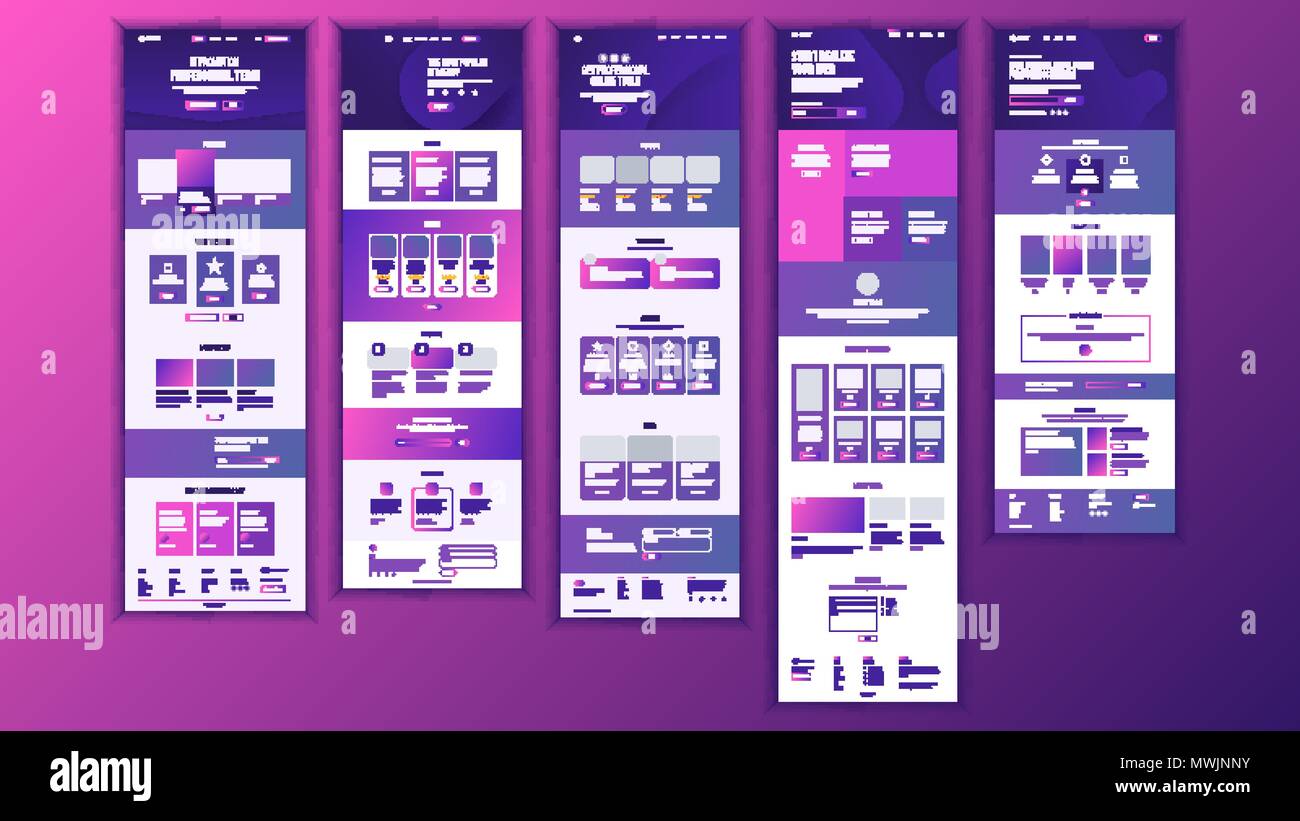 Main Web Page Design Vector. Website Business Screen. Landing Template ...