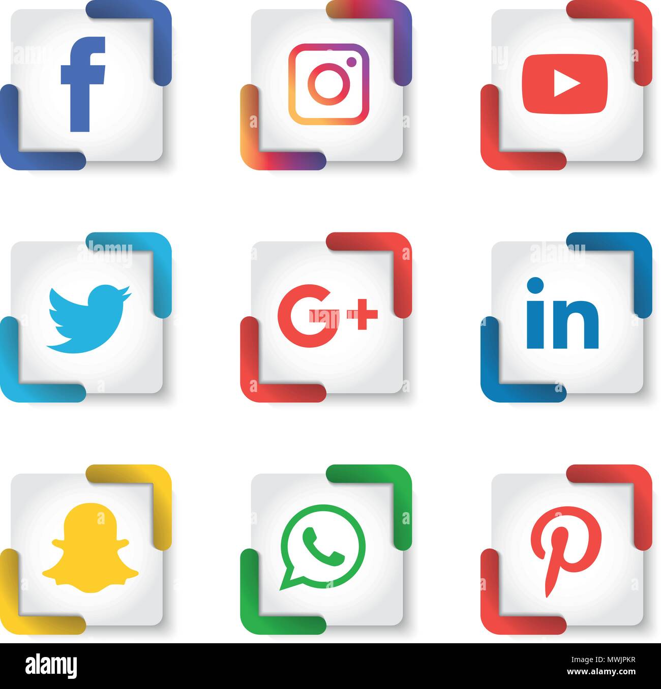 Social media icons set. Logo Vector Illustrator. facebook, instagram ...
