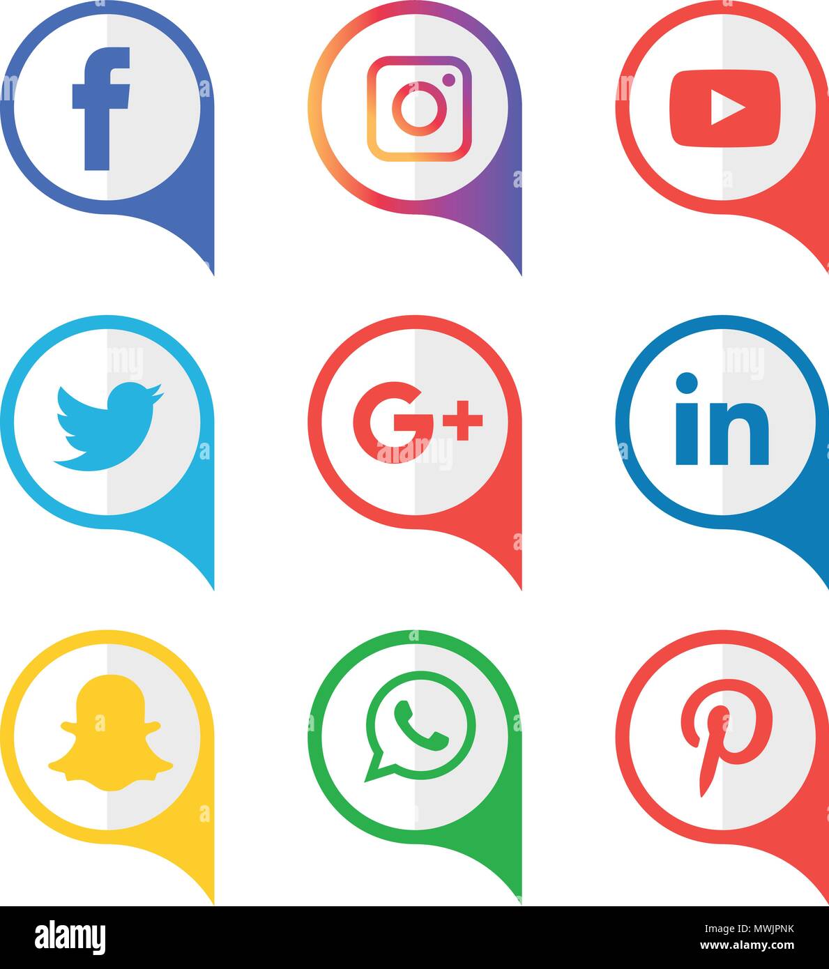 Social media icons set. Logo Vector Illustrator. facebook, instagram ...