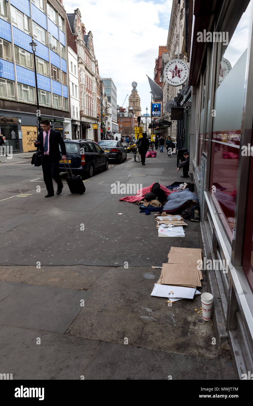 London, United Kingdom, April 18, 2018: A homeless man sleeps on the ...