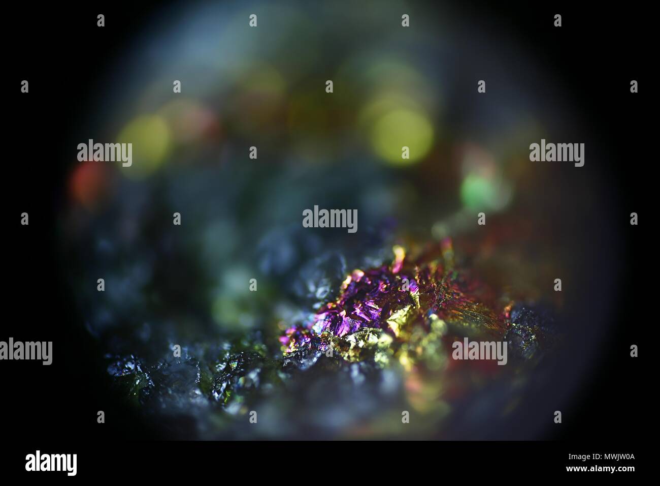 This is iridescent colorful copper ore called peacock ore or ...