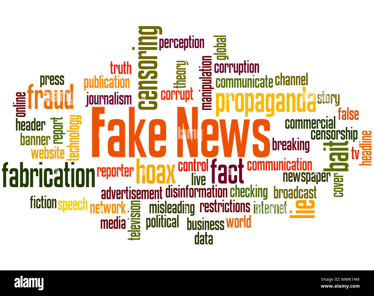 Fake news word cloud concept on white background Stock Photo - Alamy
