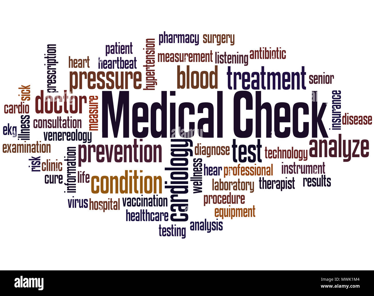 Medical check word cloud concept on white background Stock Photo - Alamy