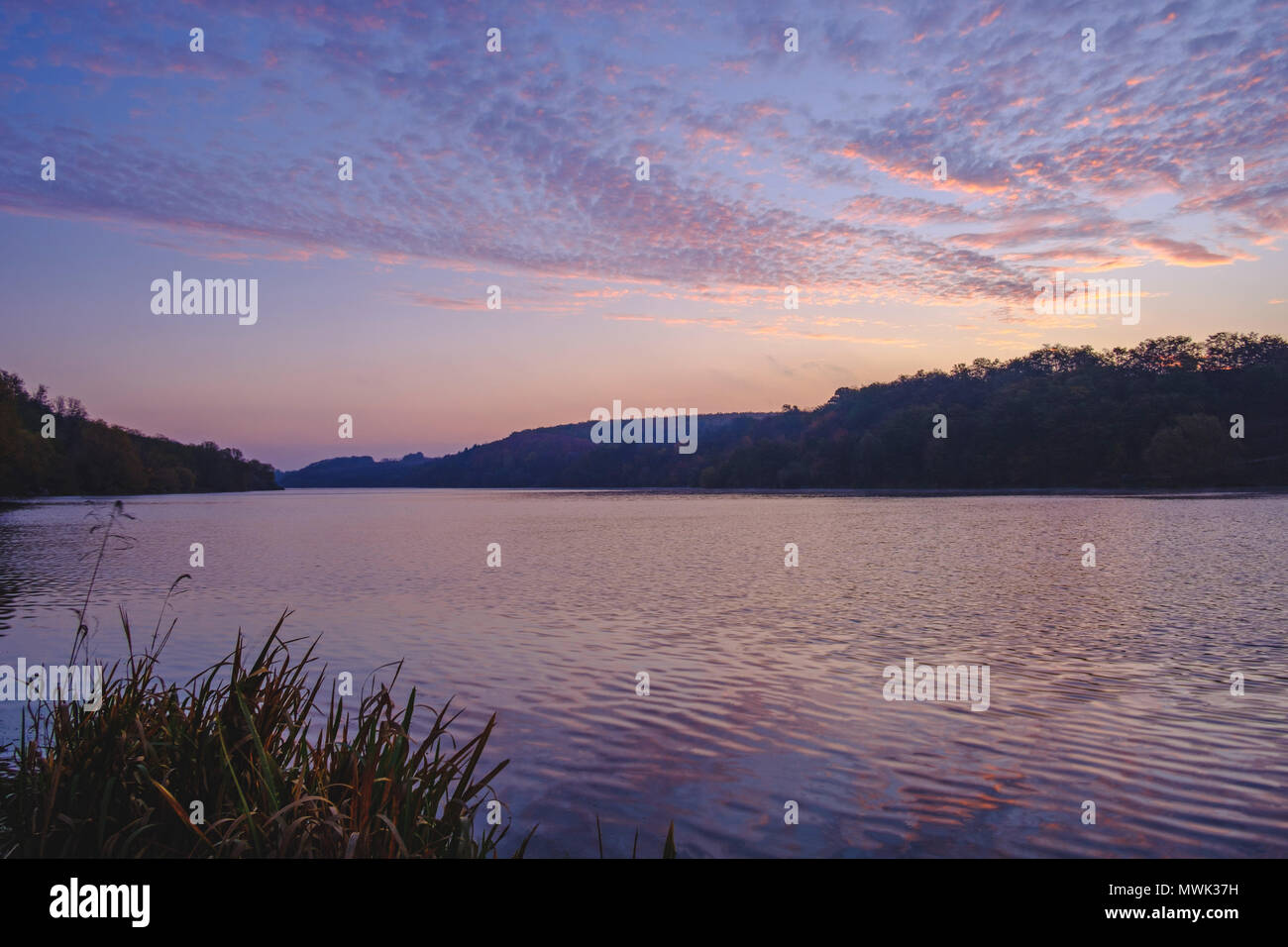 Beautiful sunrise over the river reflected sky in the river Stock Photo ...