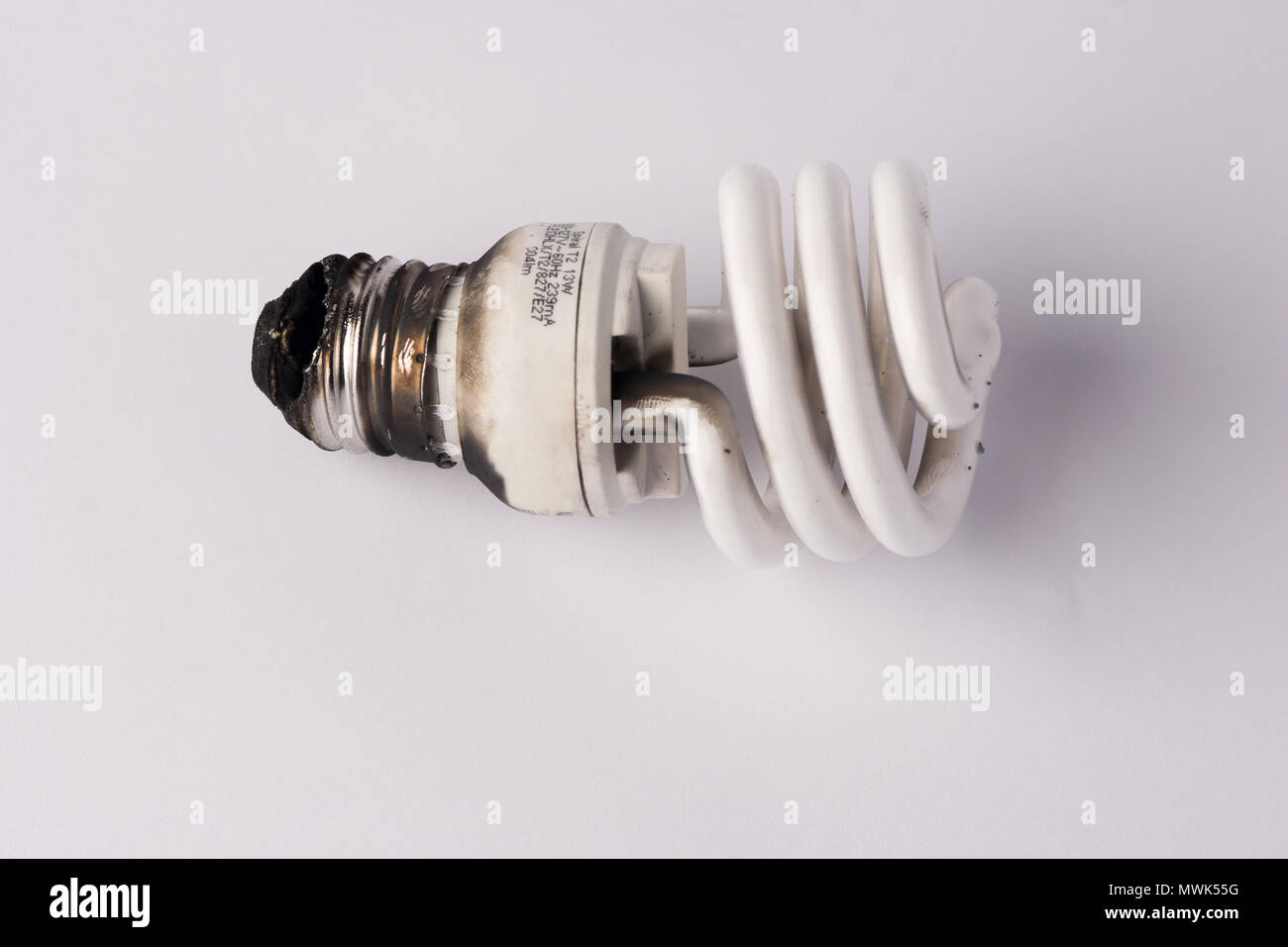 Light Bulb Burned Isolated On White Stock Photo - Alamy