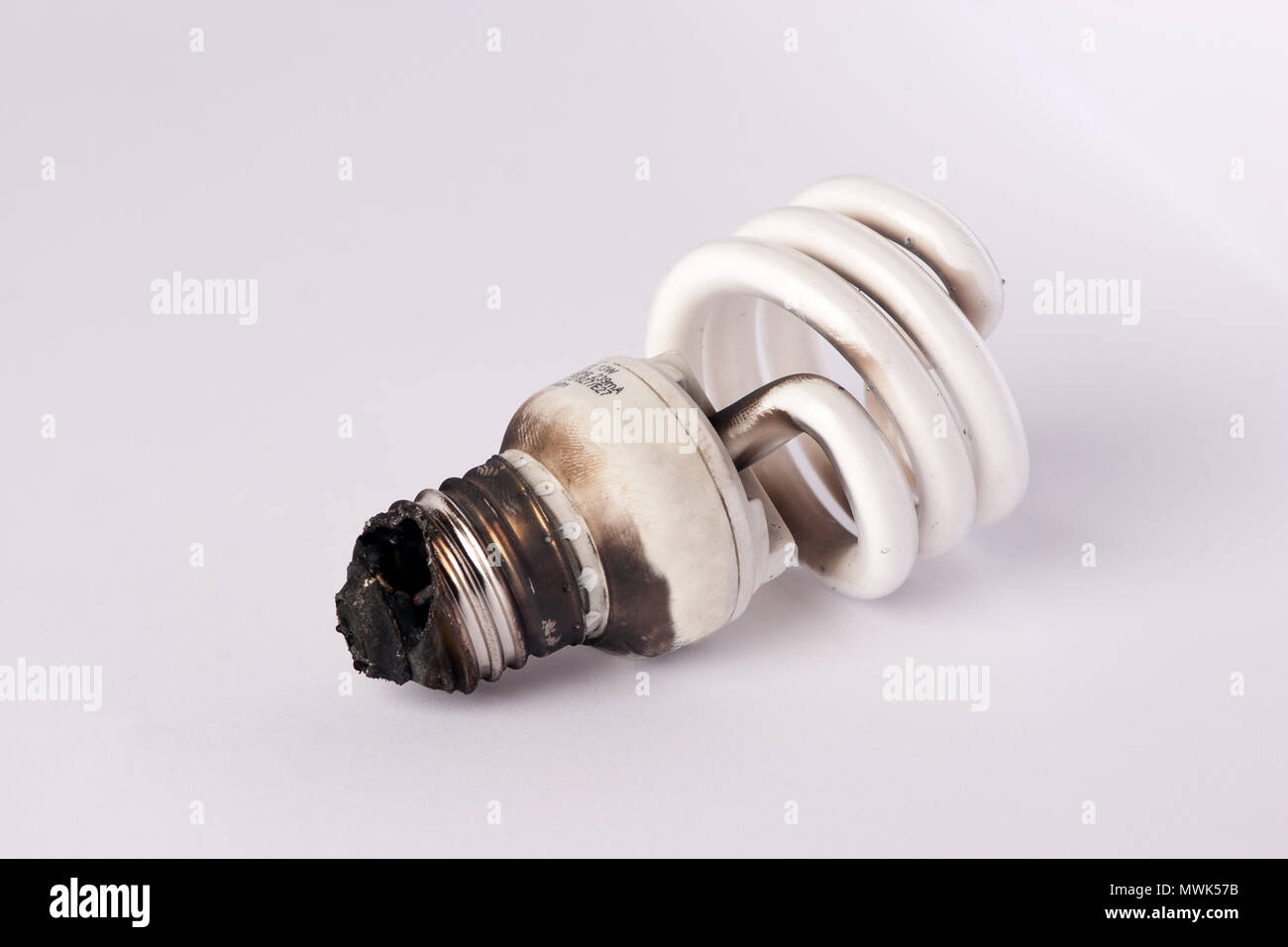 Light Bulb Burned Isolated On White Stock Photo - Alamy