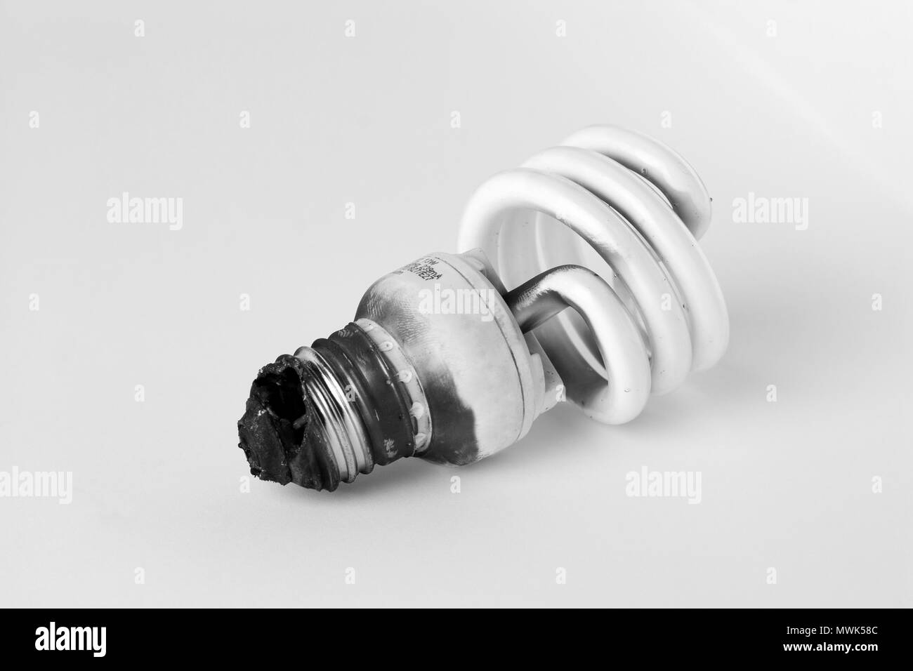 Light Bulb Burned Isolated On White Stock Photo - Alamy