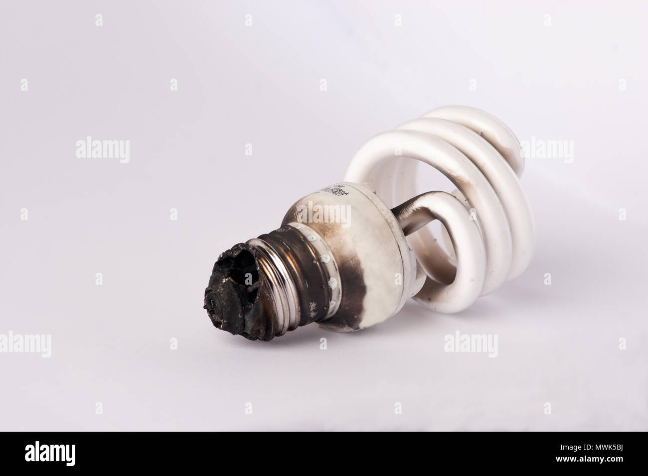 Light Bulb Burned Isolated On White Stock Photo - Alamy