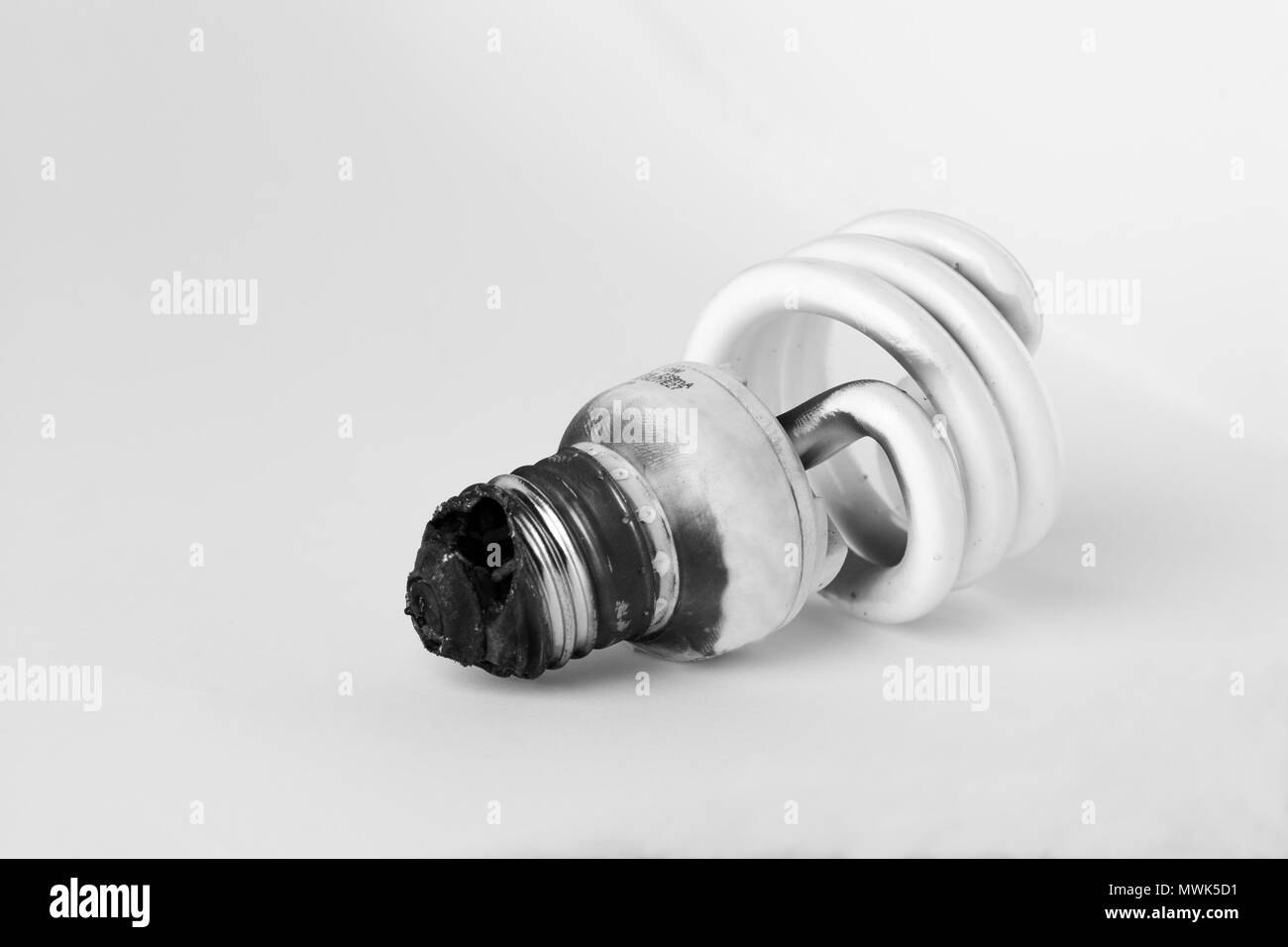 Light Bulb Burned Isolated On White Stock Photo - Alamy