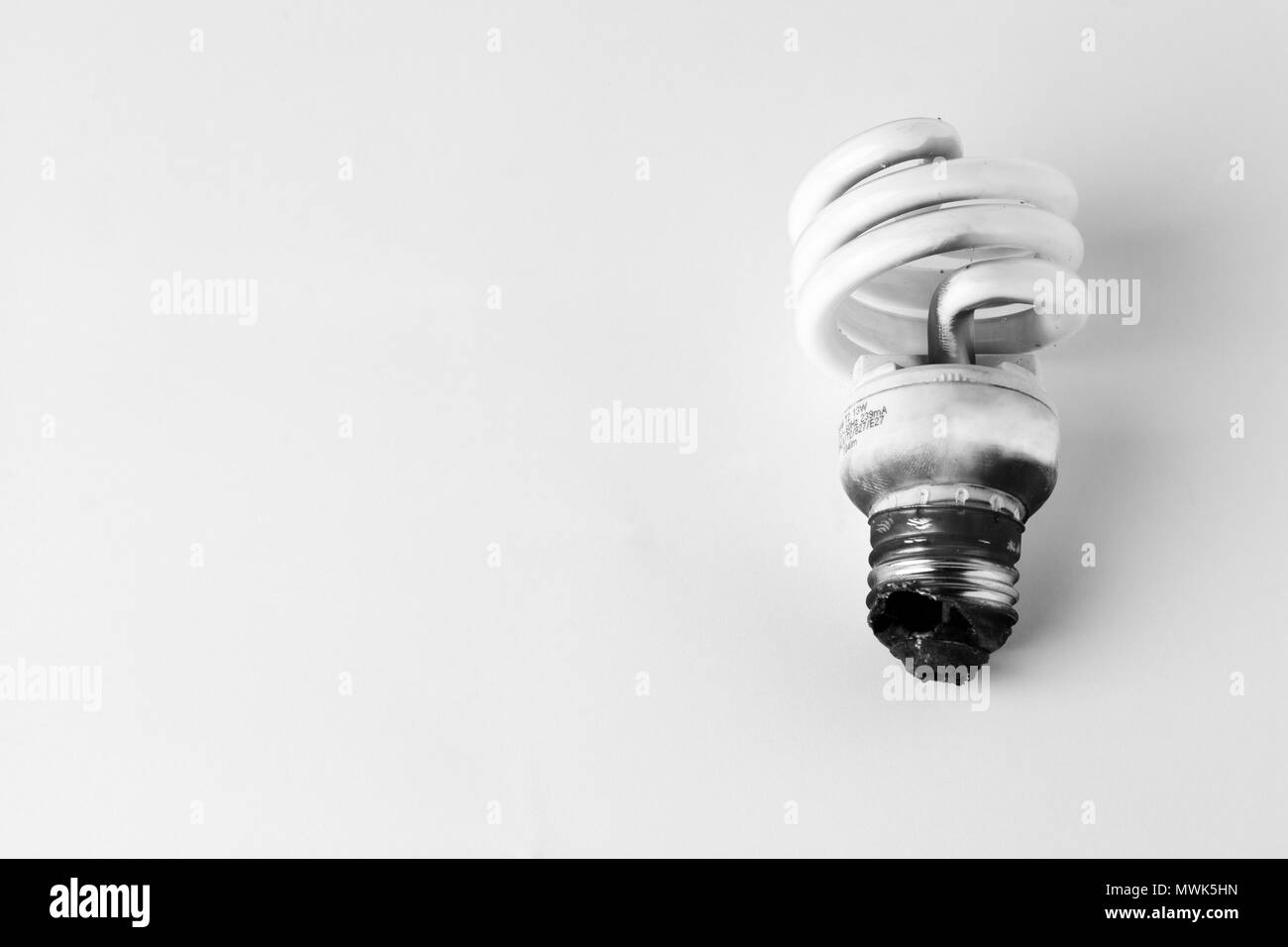 Light Bulb Burned Isolated On White Stock Photo - Alamy