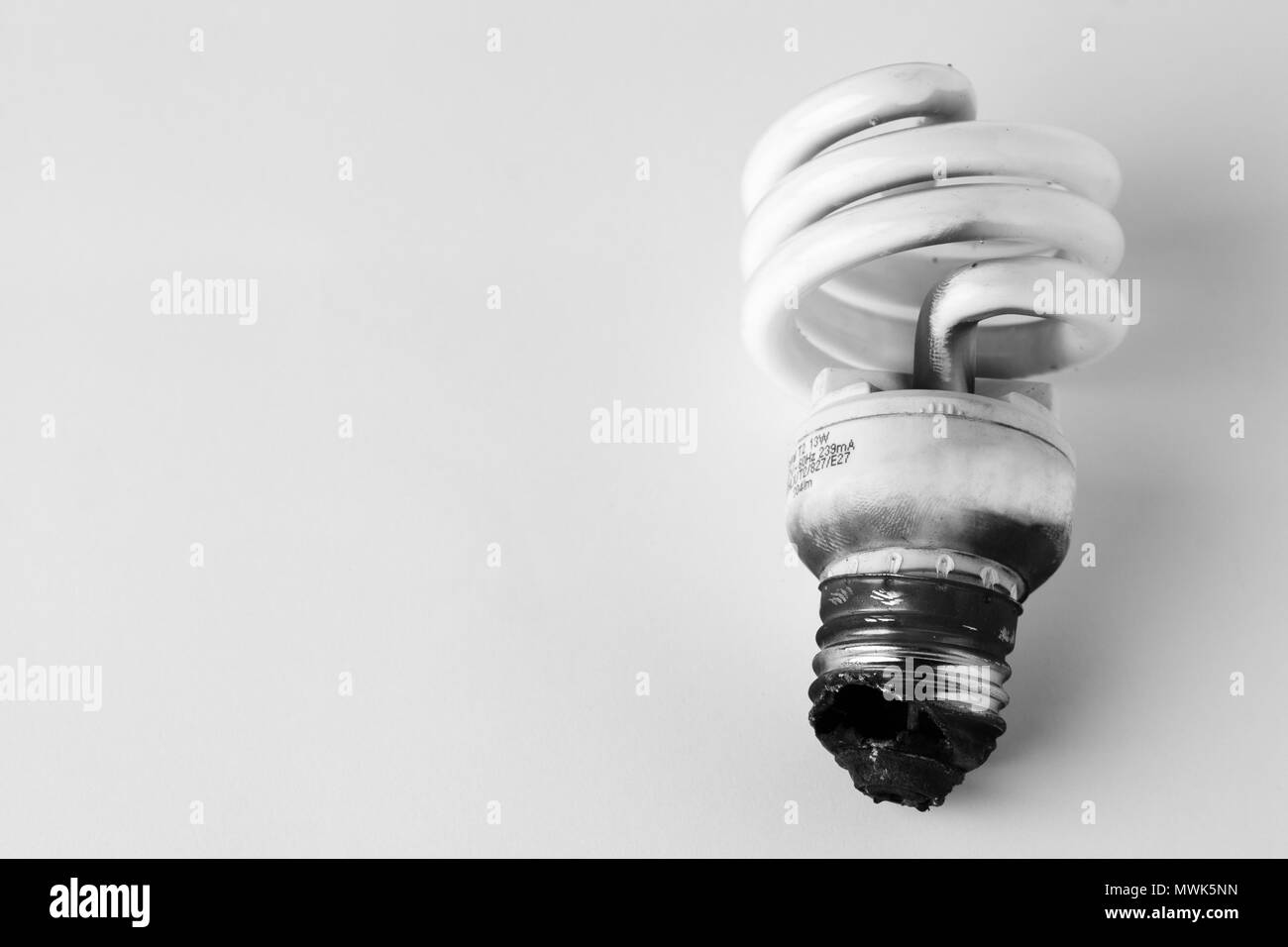 Light Bulb Burned Isolated On White Stock Photo - Alamy