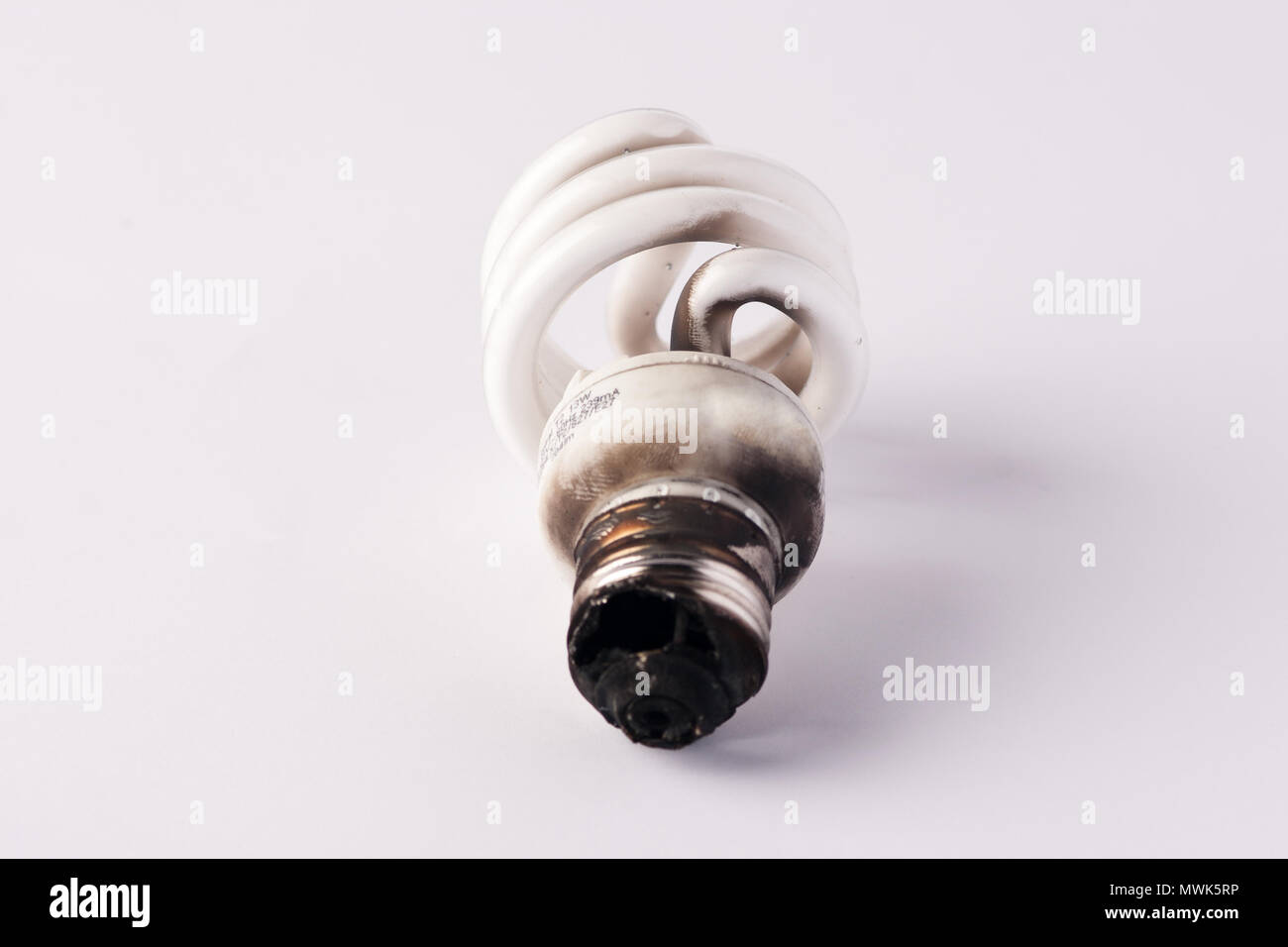 Light Bulb Burned Isolated On White Stock Photo - Alamy