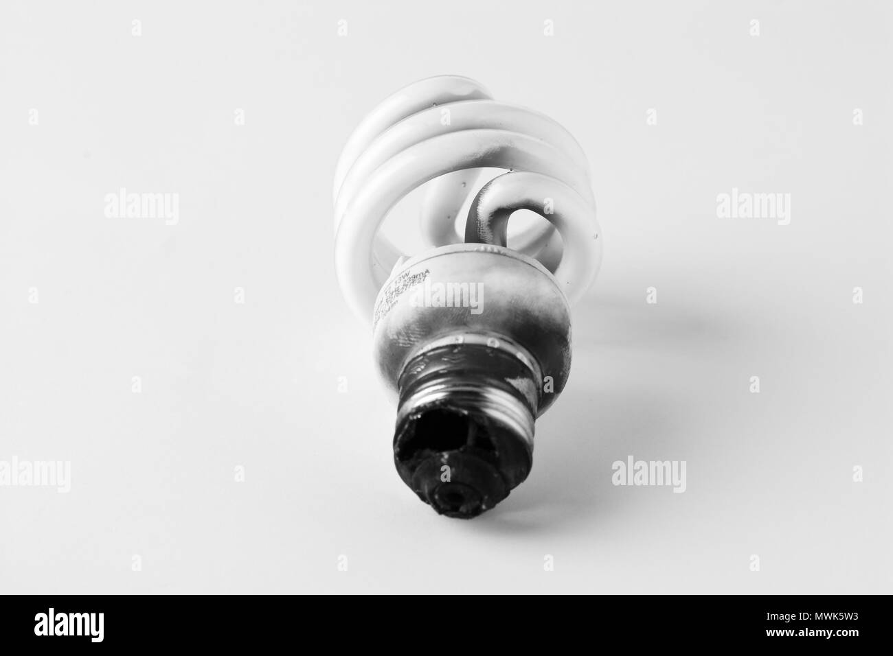 Light Bulb Burned Isolated On White Stock Photo - Alamy