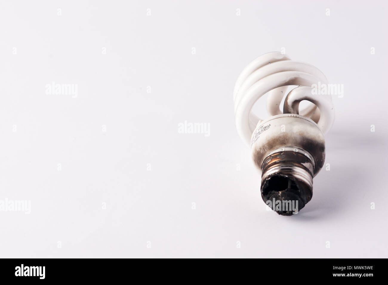 Light Bulb Burned Isolated On White Stock Photo - Alamy