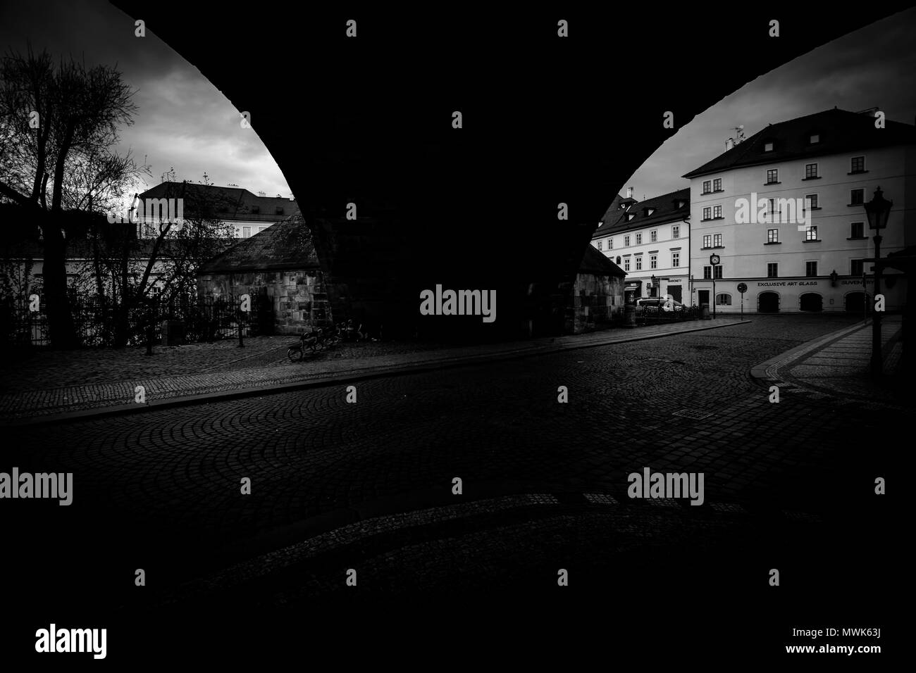 Dark alley bridge Black and White Stock Photos & Images - Alamy