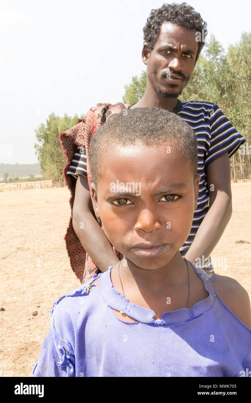 Dangla, Ethiopia - February 13, 2015: Close up picture of the young boy ...