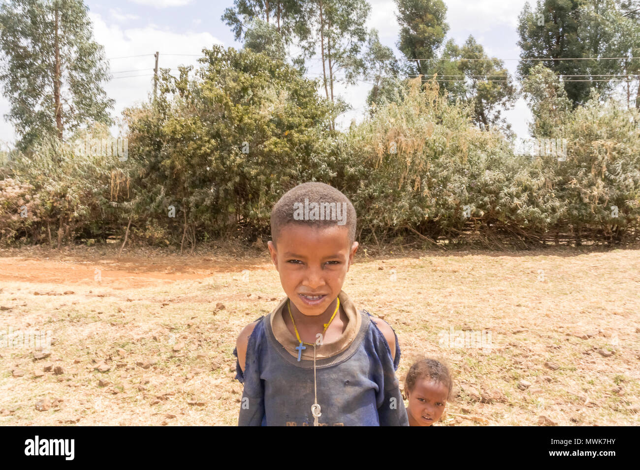 Debre Markos, Ethiopia - February 14, 2015: Close up picture of the two ...