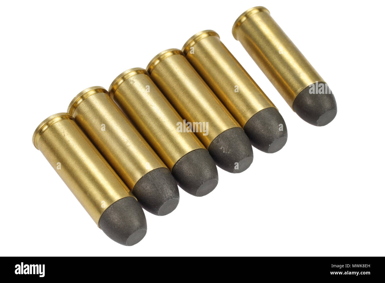 The .45 caliber revolver cartridges isolated Stock Photo - Alamy