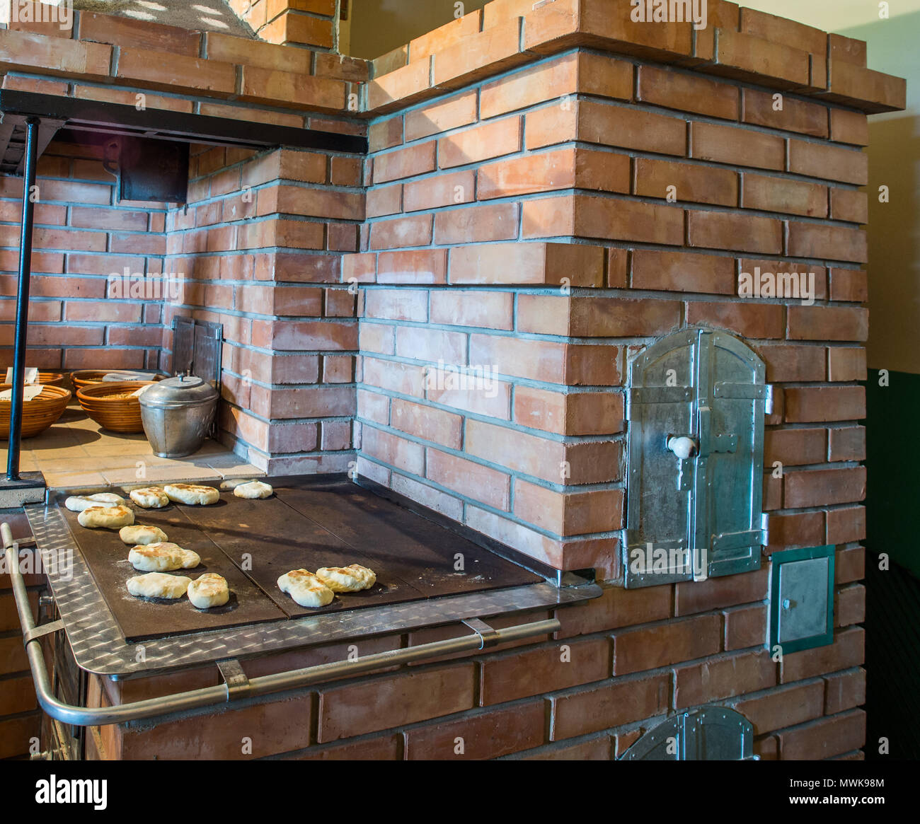 Pancakes on a baking sheet pepared on the coal kitchen. Polish name ...