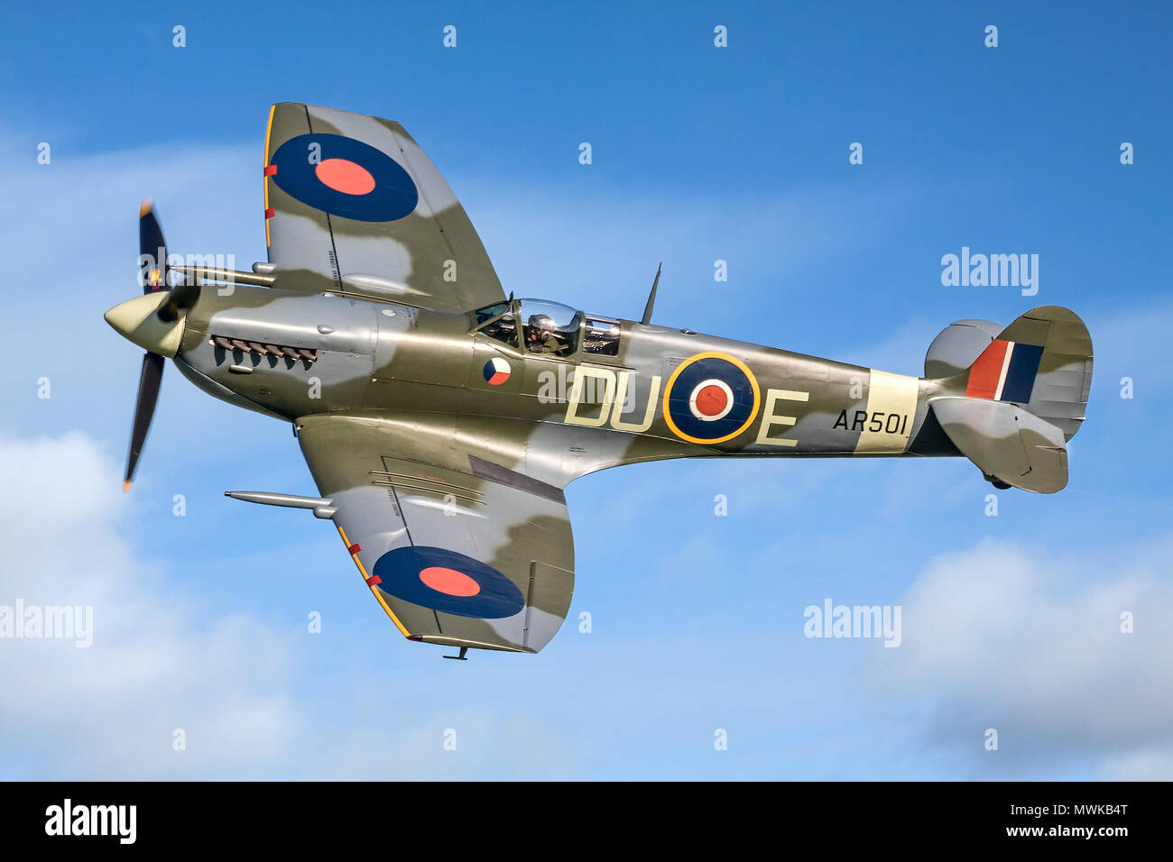 The Shuttleworth Collection's 1942 Spitfire LF.Vc AR501?G-AWII pictured up from Old Warden for a ...