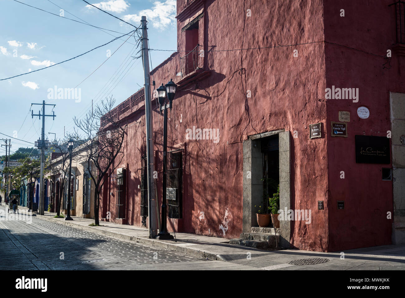 Street in the colonial historical centre, Oaxaca, Mexico Stock Photo ...