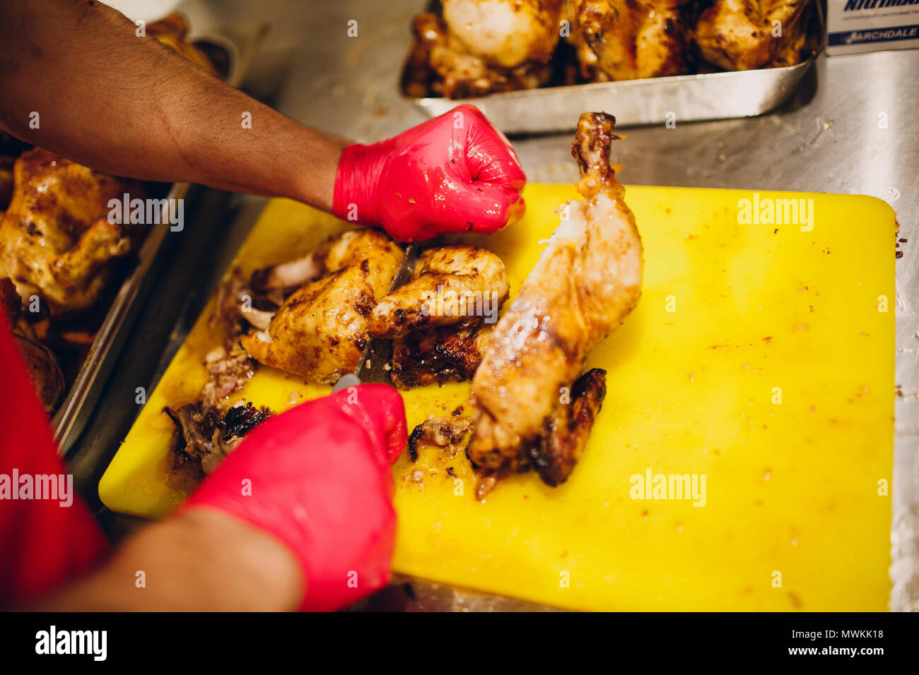 Food court concept. Grilled chicken Stock Photo - Alamy