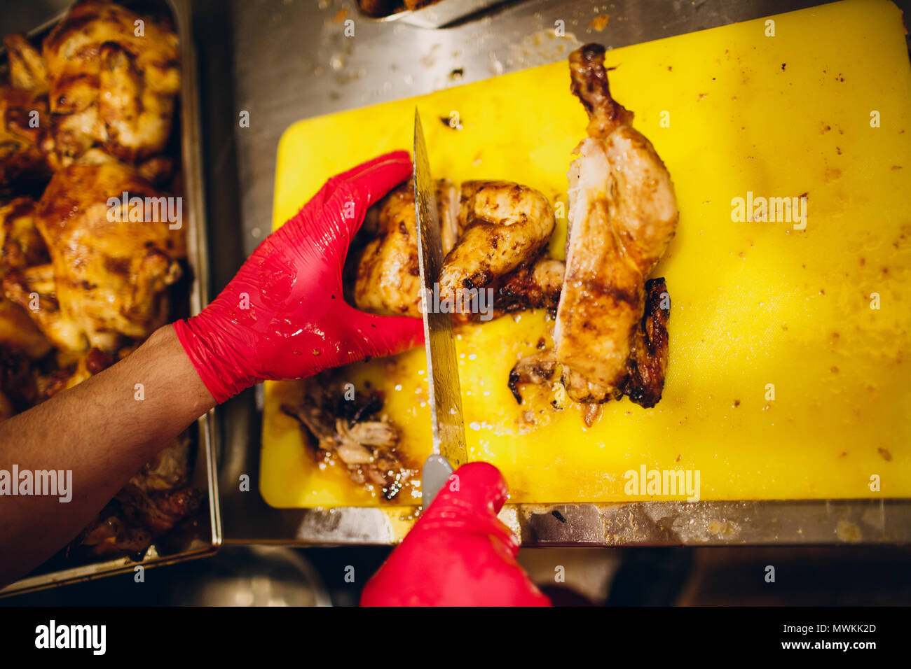 Food court concept. Grilled chicken Stock Photo - Alamy