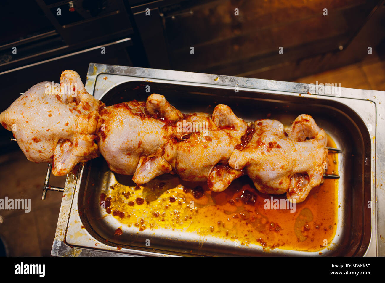Food court concept. Grilled chicken Stock Photo - Alamy