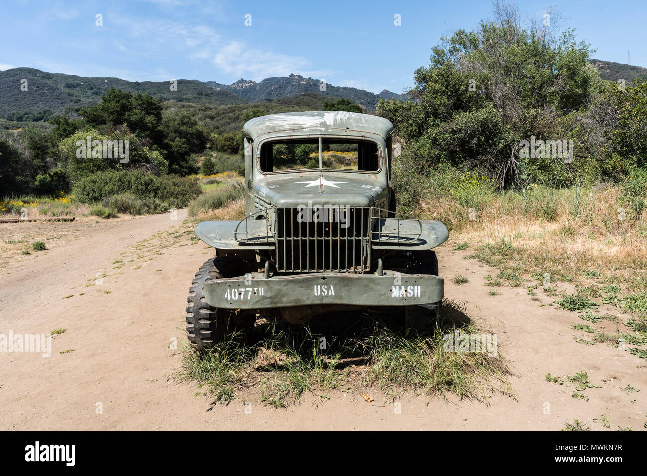 Malibu, California, USA - February 26, 2012: Old "MASH" movie prop ...