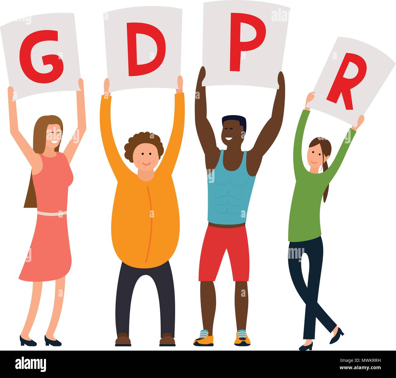 GDPR concept illustration. People hold posters with GDPR over their ...