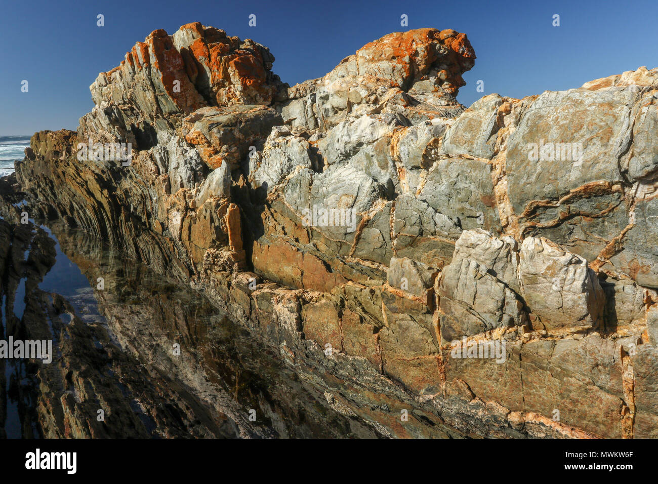Sea stacks jutting into the indian ocean in the tsitsikamma national ...