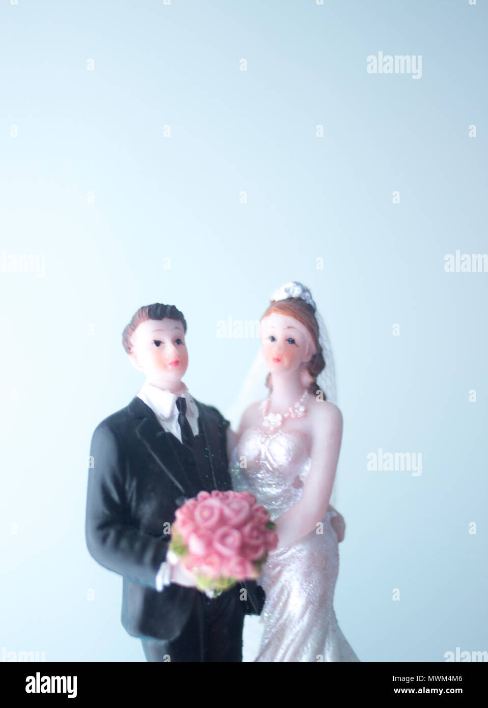 Wedding couple marriage cake topper plastic figures with tuxedo evening ...