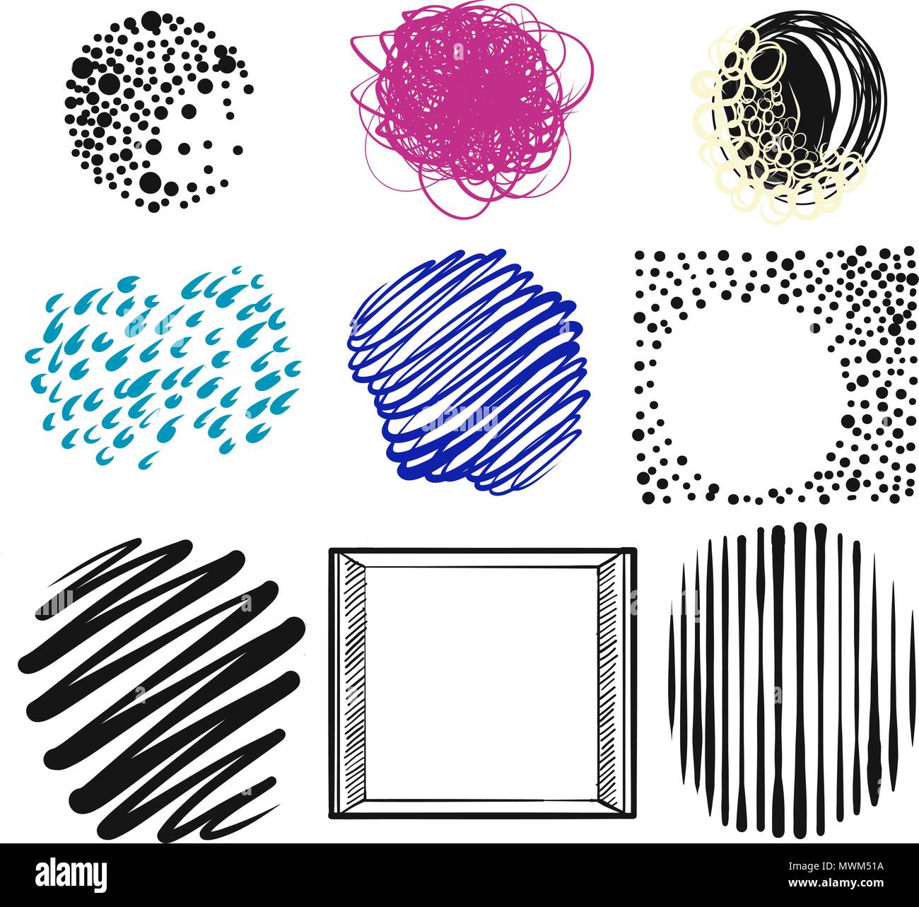 Set of hand drawn background elements. Vector assets Stock Vector Image ...