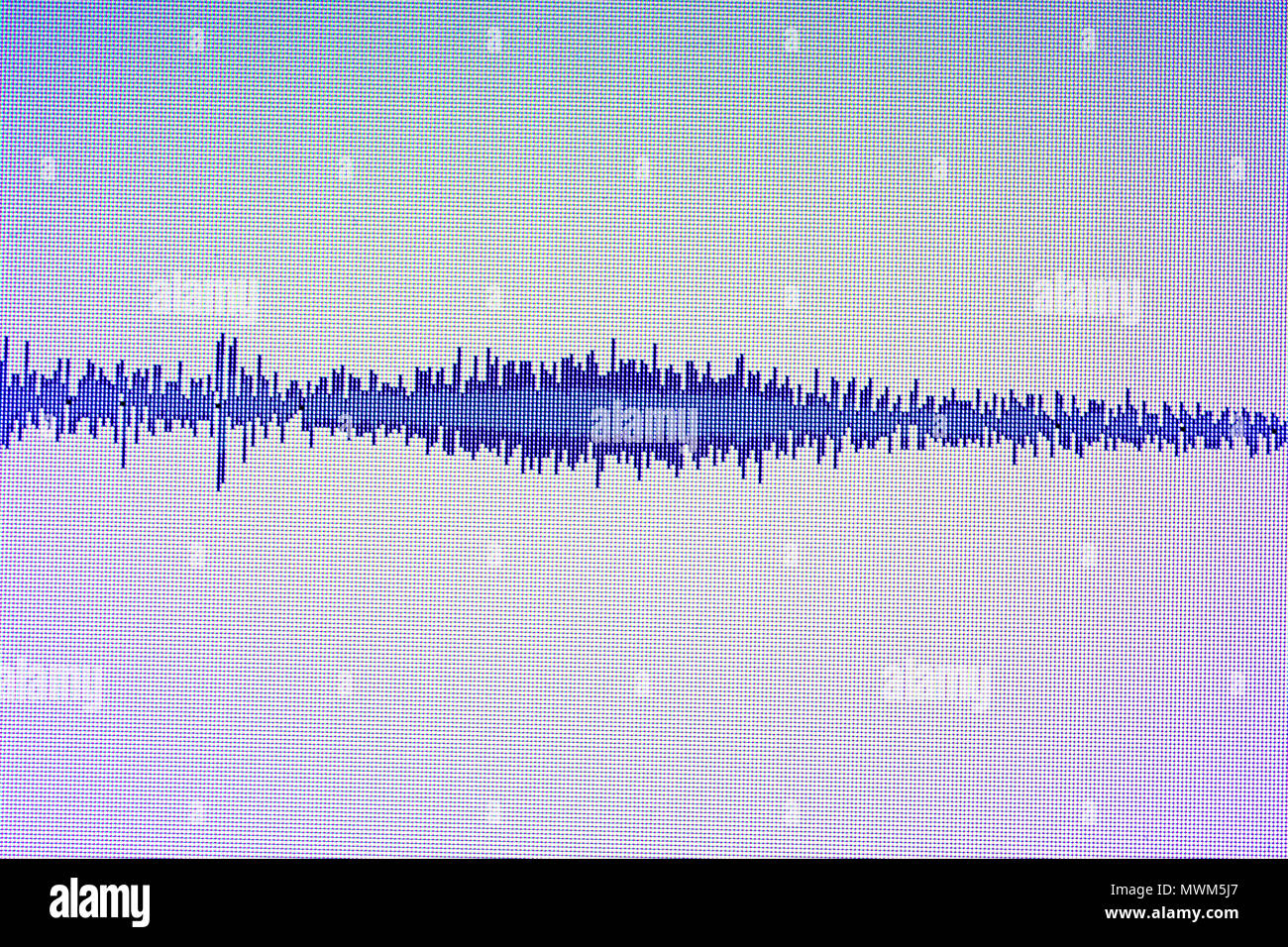 Audio sound wave studio editing computer program screen showings sounds ...