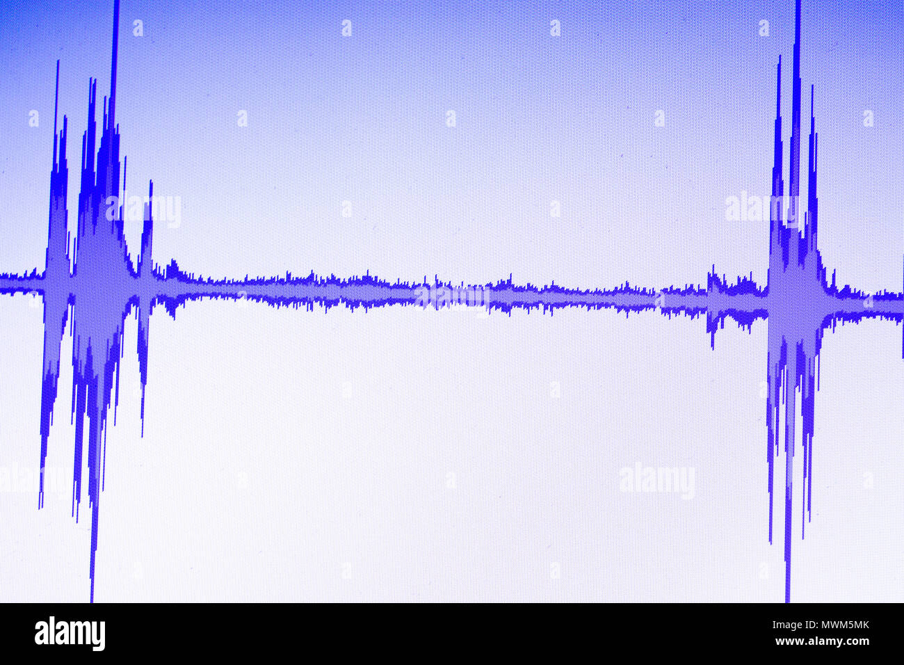 Audio sound wave studio editing computer program screen showings sounds ...