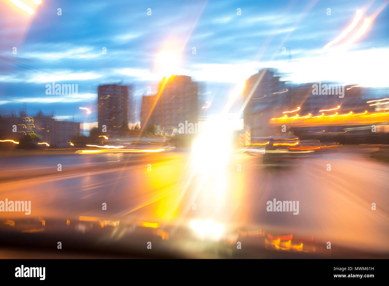 Driving car view building windshield hi-res stock photography and ...
