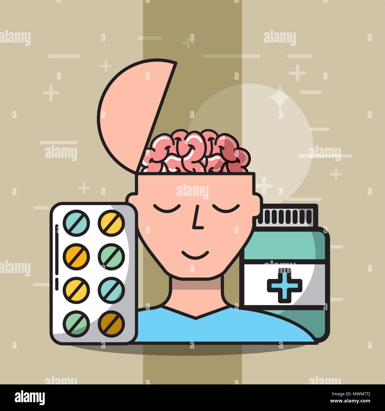 clinic patient brain medicine mental health care vector illustration ...