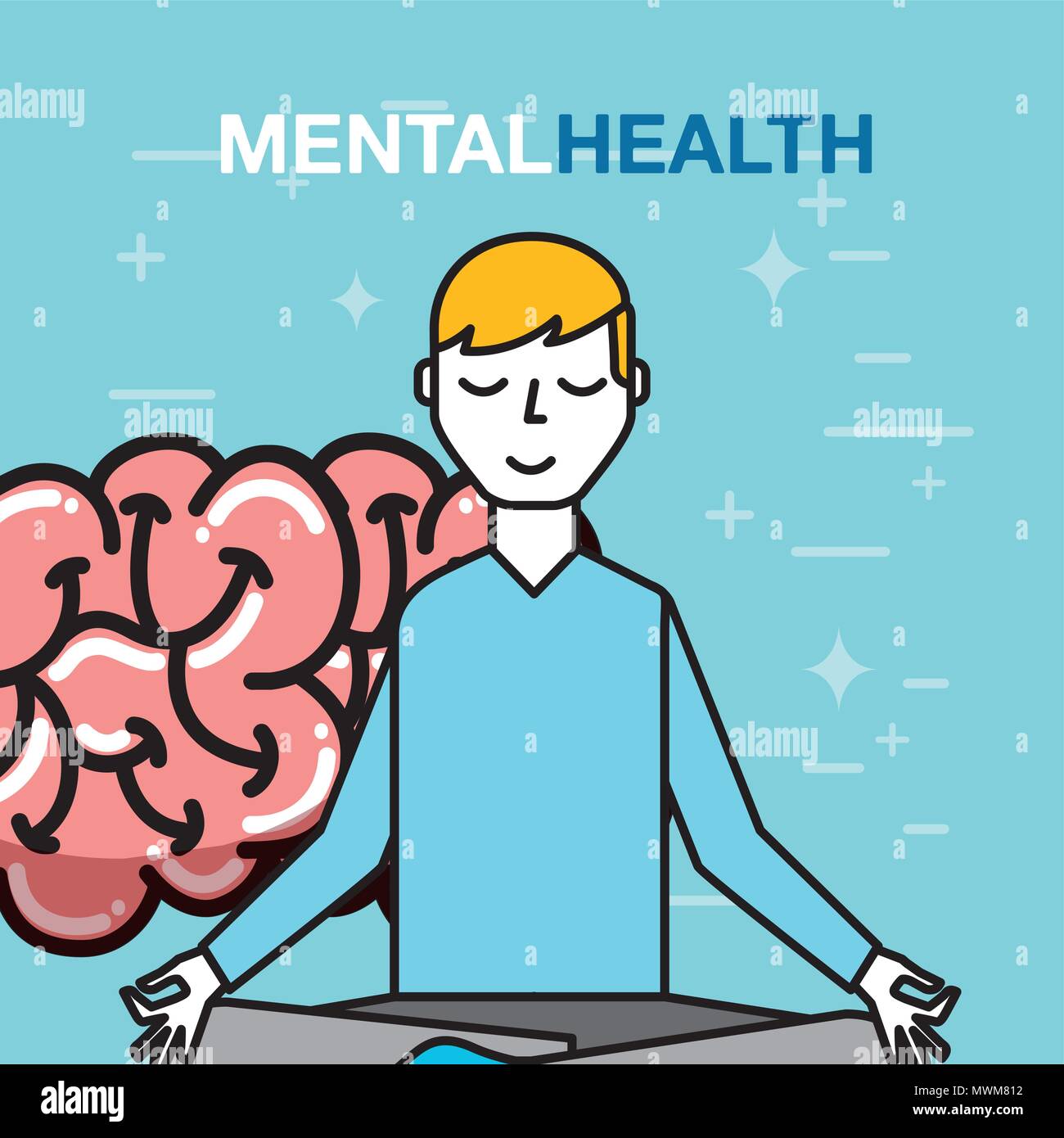 patient meditating brain mental health care vector illustration Stock ...