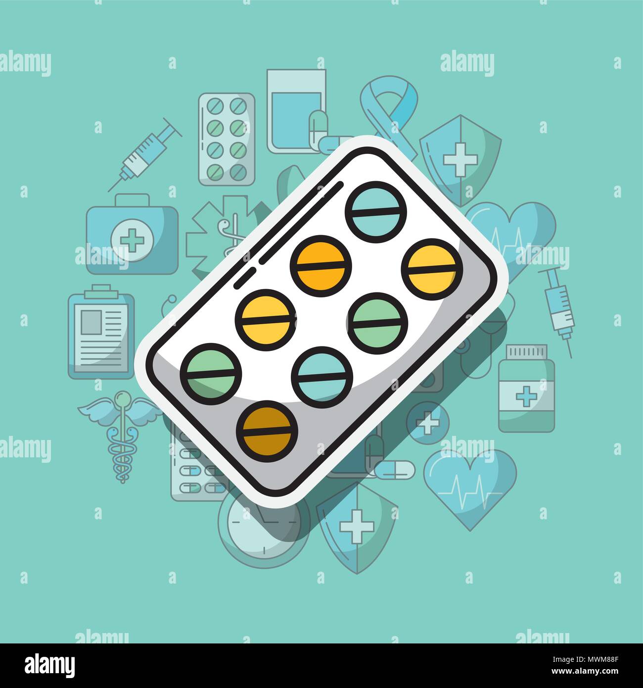 packaging pills medication mental health care vector illustration Stock ...