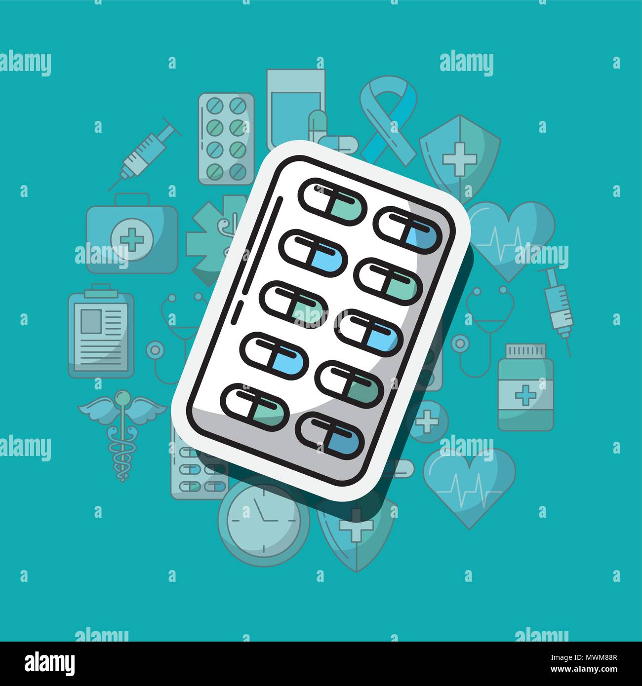 packaging capsule medication mental health care vector illustration ...